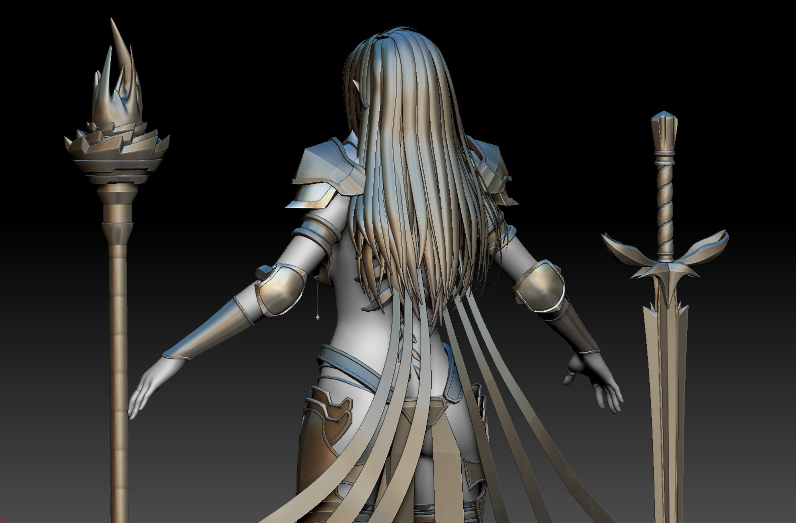 Elf Swordmaster and Wizard with Weapons free 3D model | CGTrader