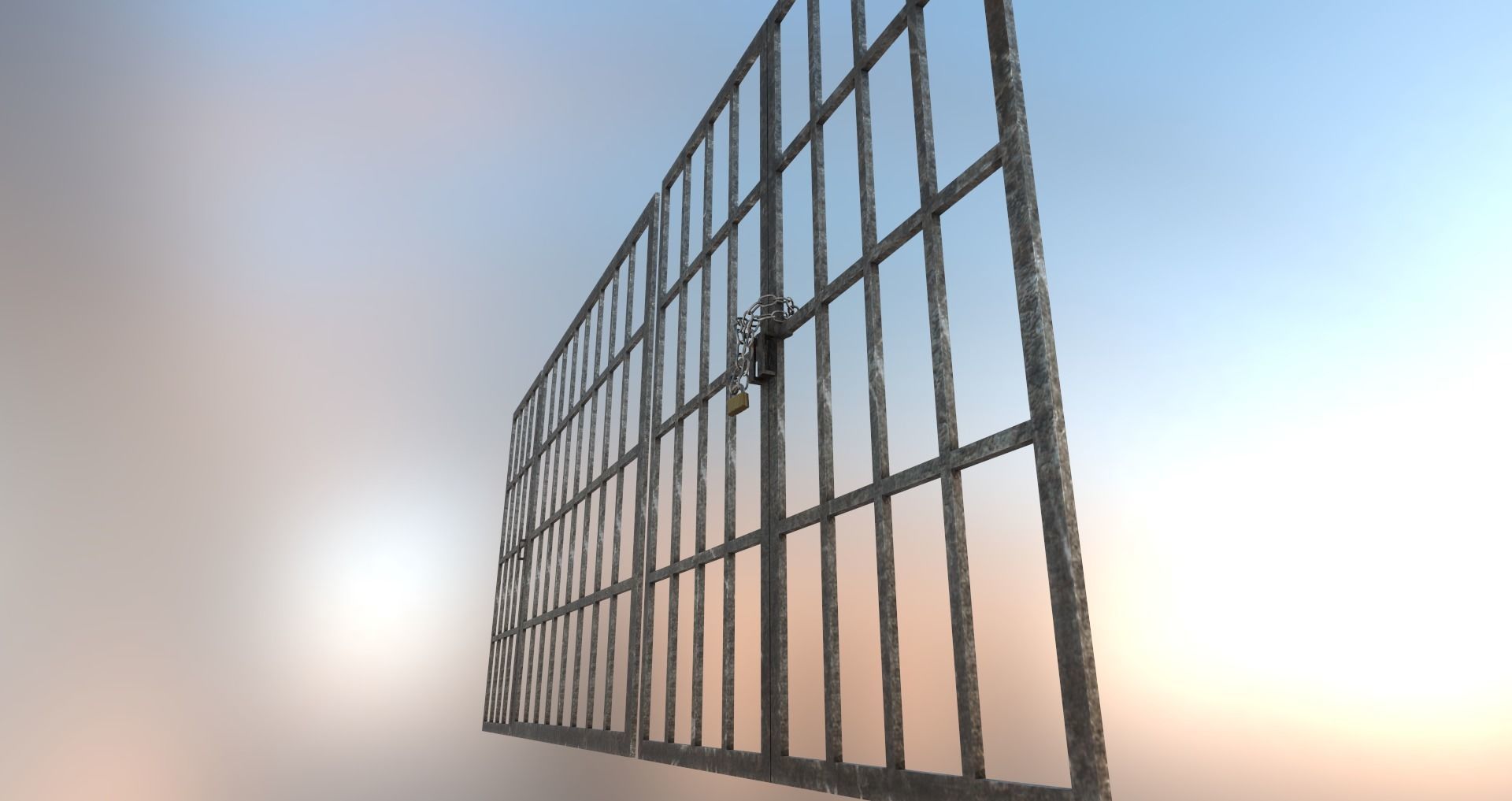 3D model Iron Dungeon Prison Bars With Chains and Padlock PBR VR / AR ...