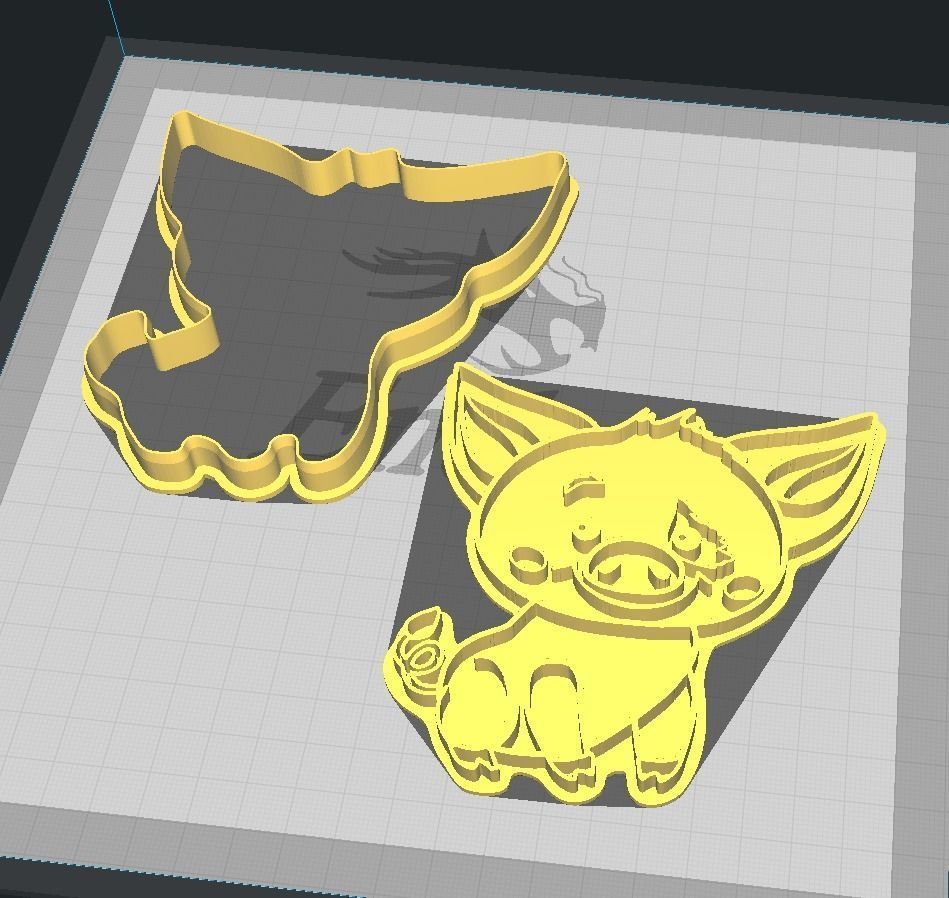 Moana Pig Pua Cookie and Fondant Cutter with Embosser 3D model 3D ...