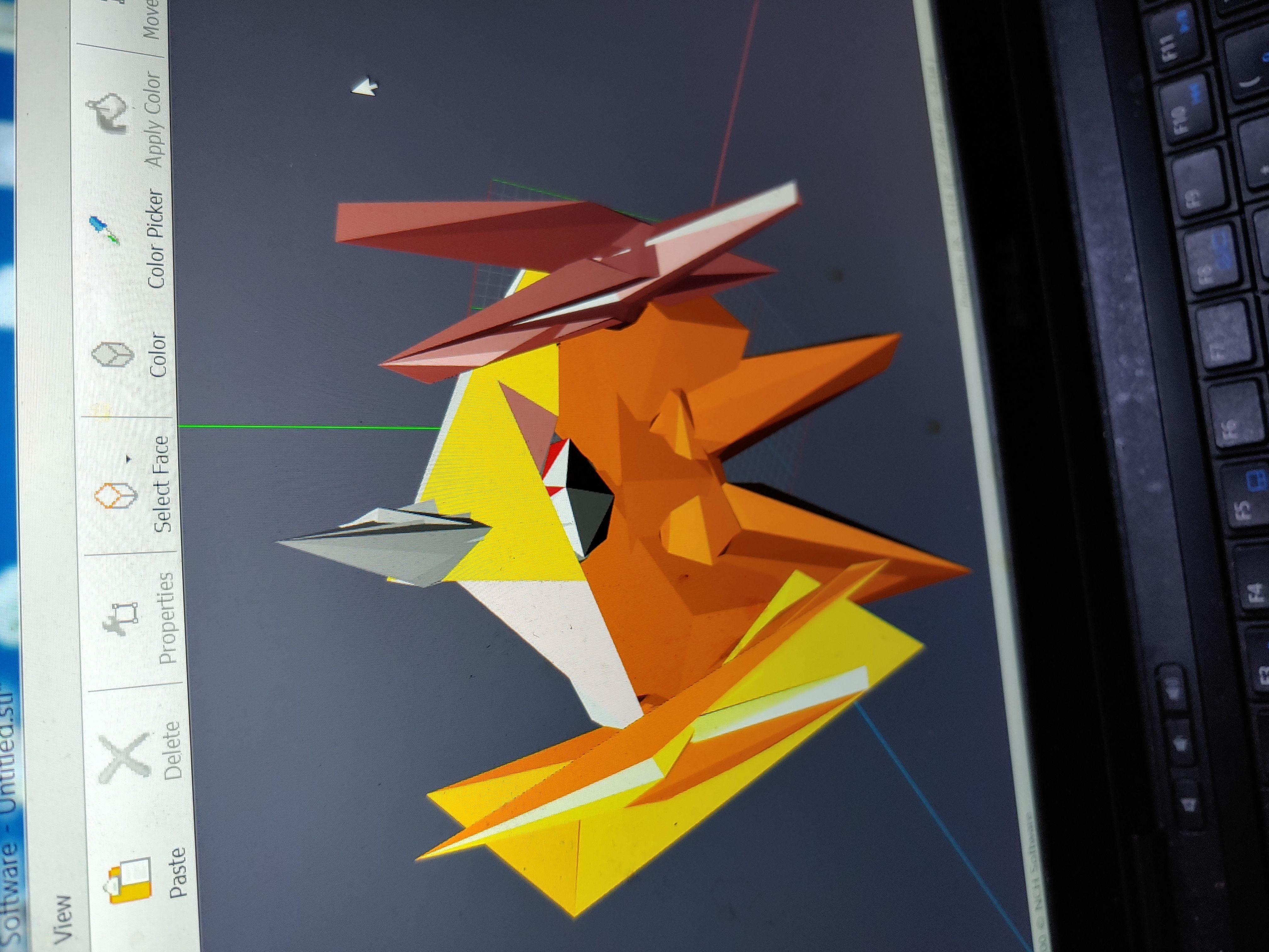 3D model 3d vr computer screen showing origami design VR / AR / low ...