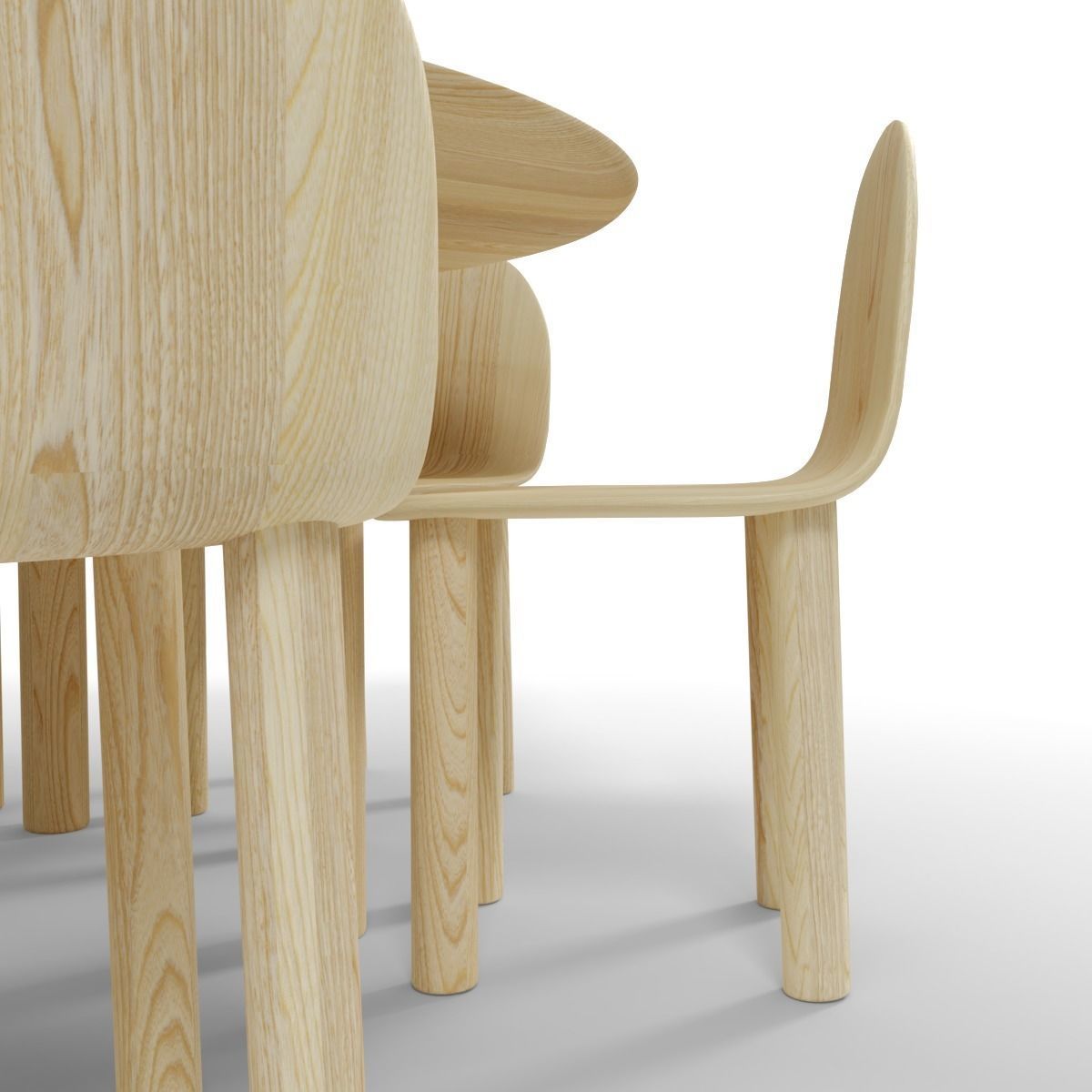 Sen wood table and chairs 3D model | CGTrader