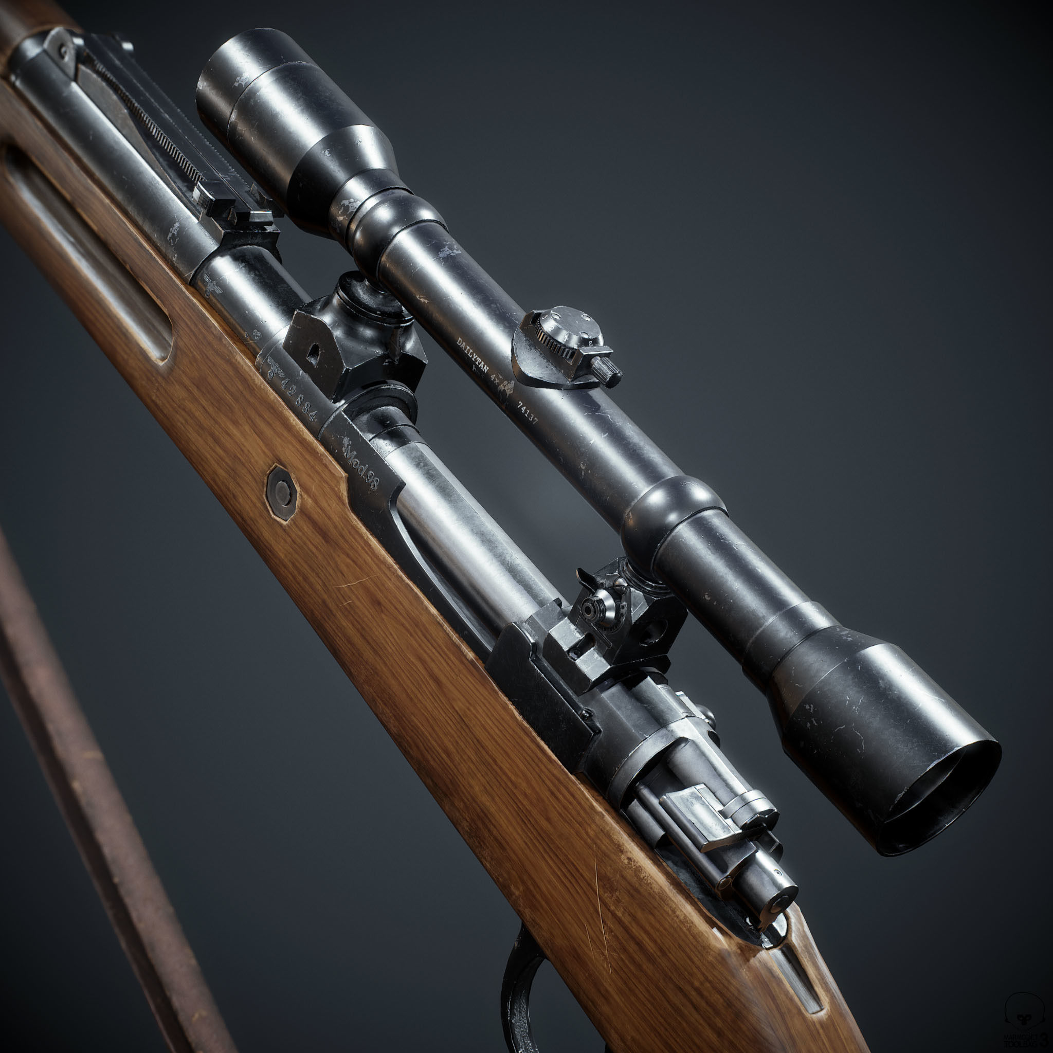 3D model PBR Kar98 k Sniper Rifle Low-poly 3D model VR / AR / low-poly ...