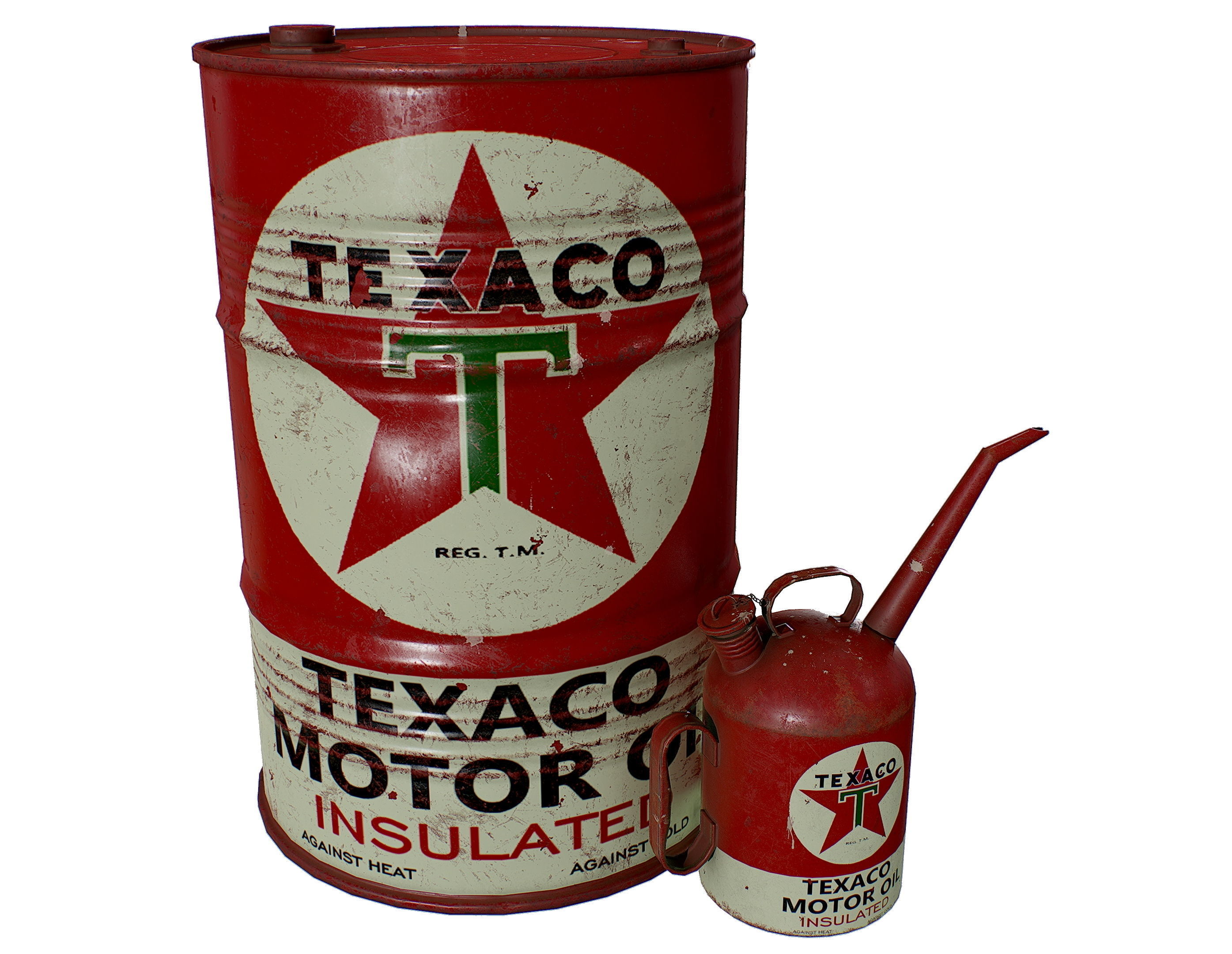 3D model Old TEXACO Motor Oil Barrel and Canister VR / AR / low-poly ...