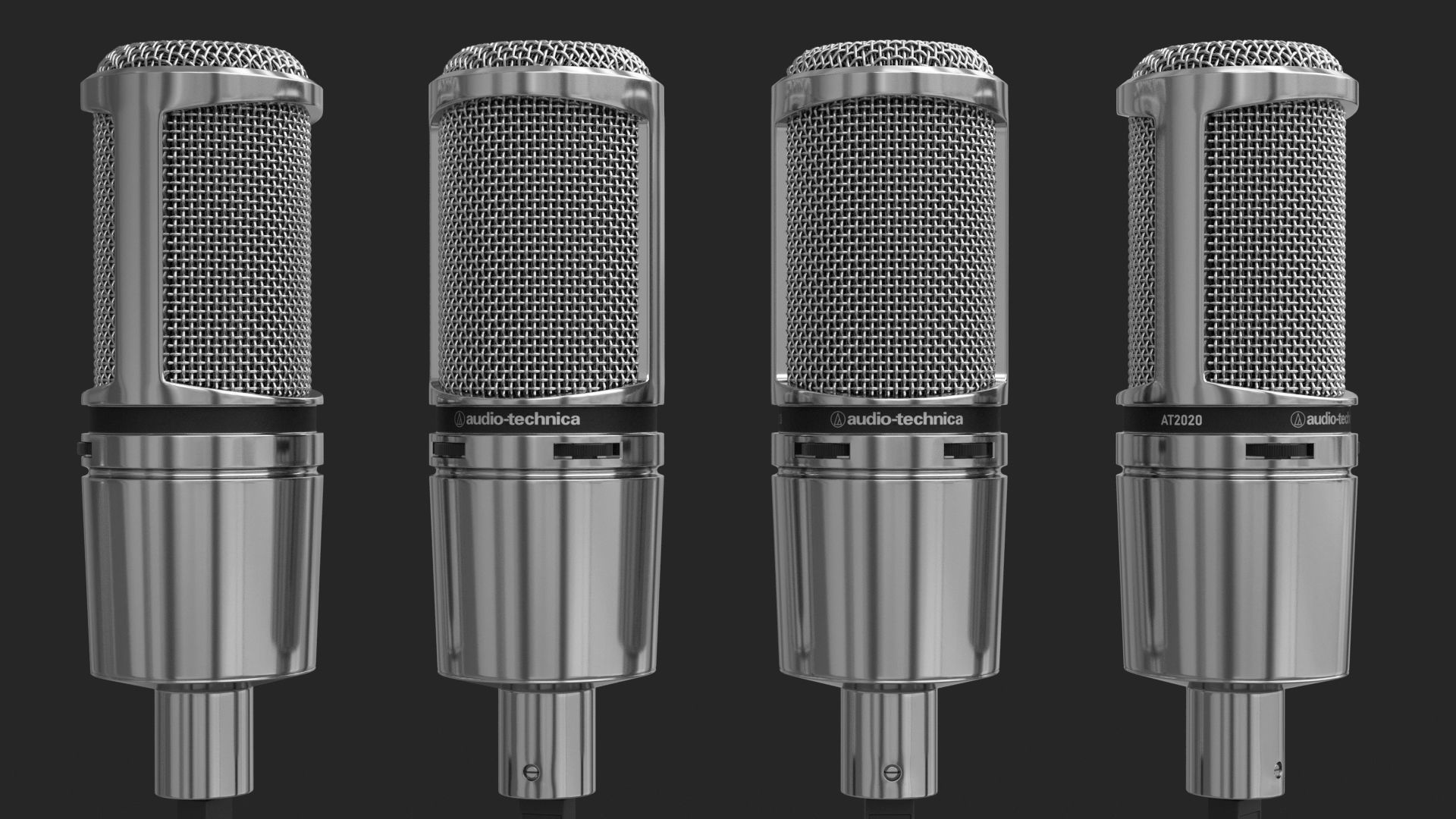 Audio-Technica AT2020 Microphone with USB port on tripod stand 3D model ...