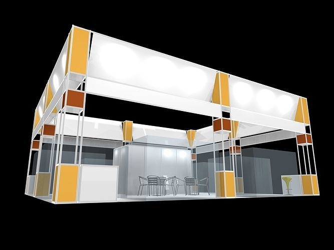 3D model exhibition stall design 4 side open Low-poly 3D model VR / AR ...