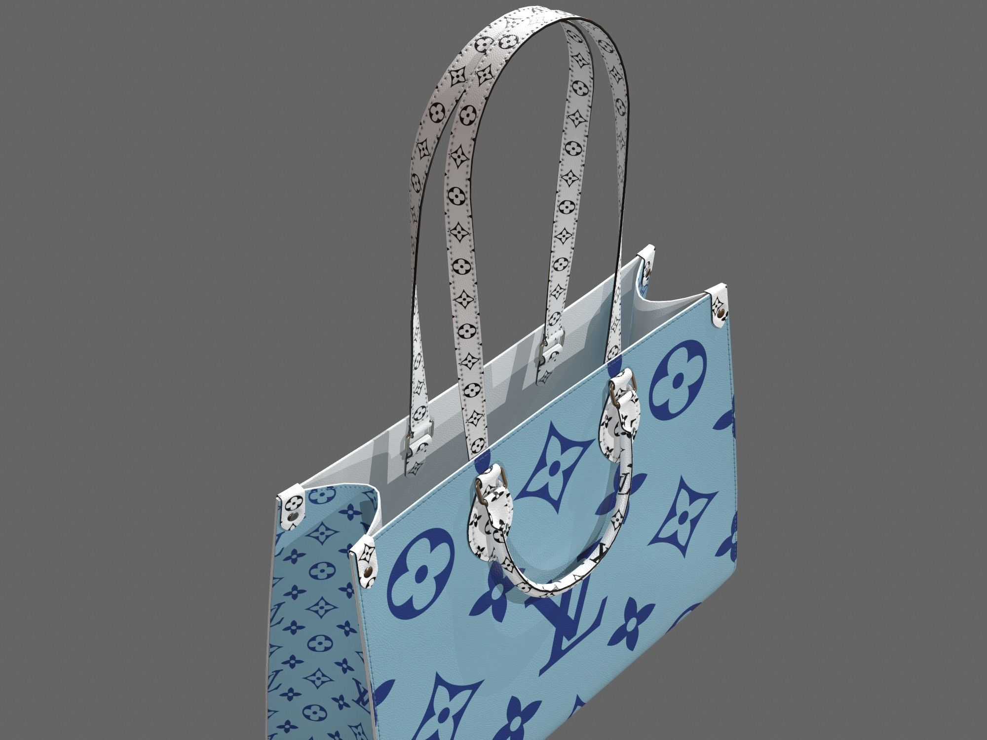3D model Louis Vuitton Bag Onthego Giant Monogram Blue White VR / AR ...
