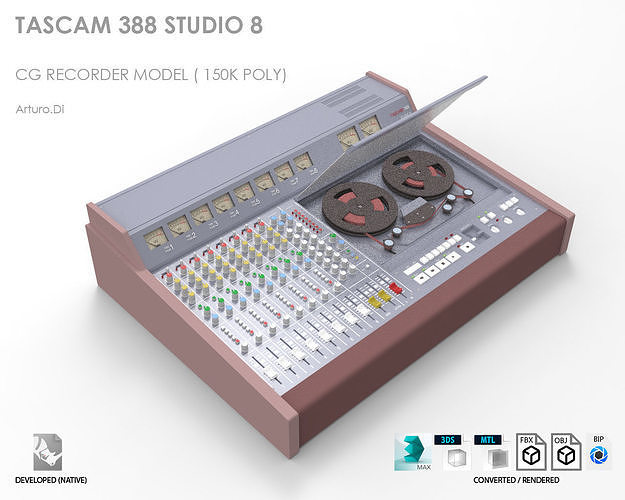 Tascam 338 Recorder 3D model | CGTrader