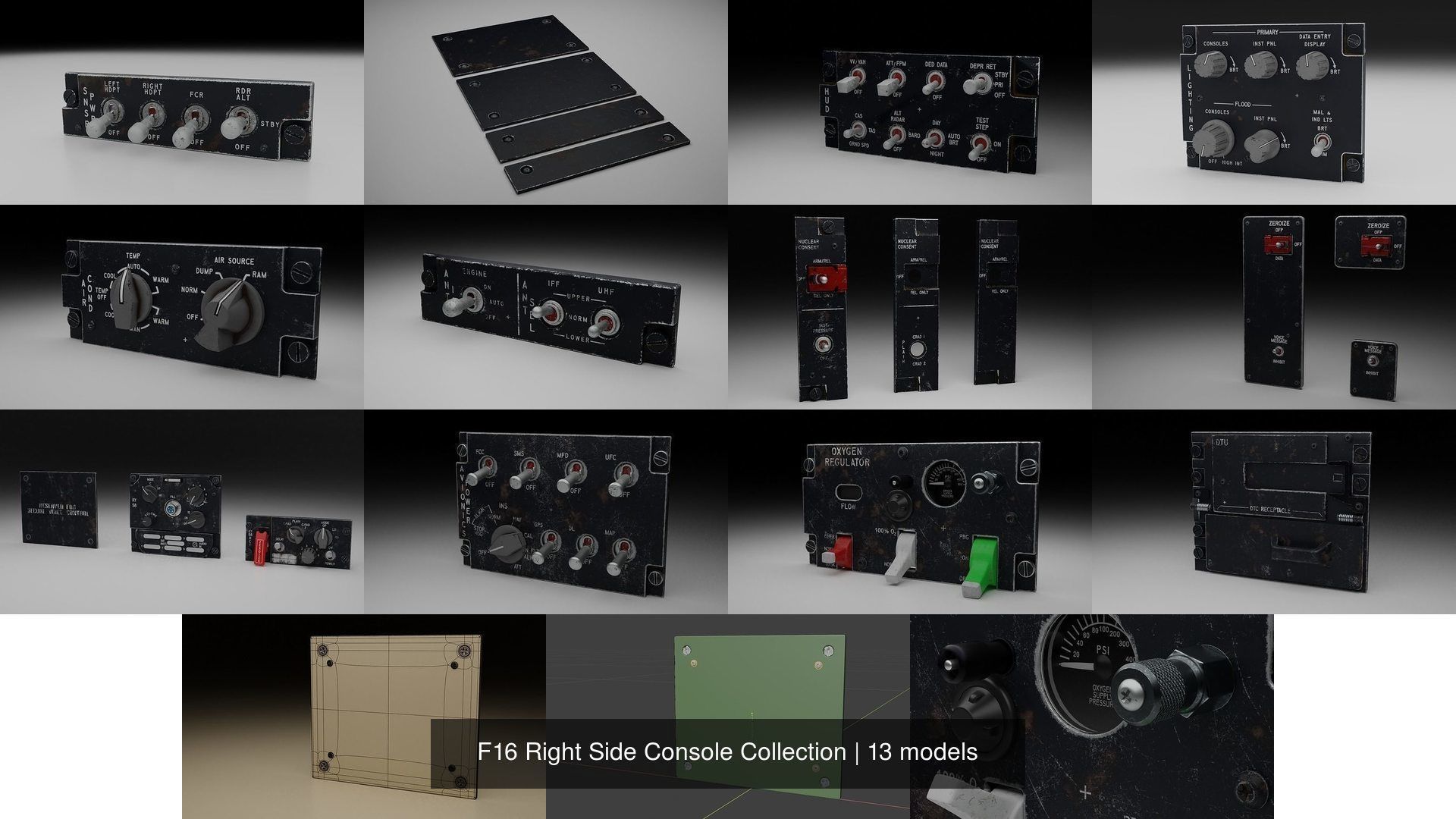 F16 Right Side Console Collection | CGTrader