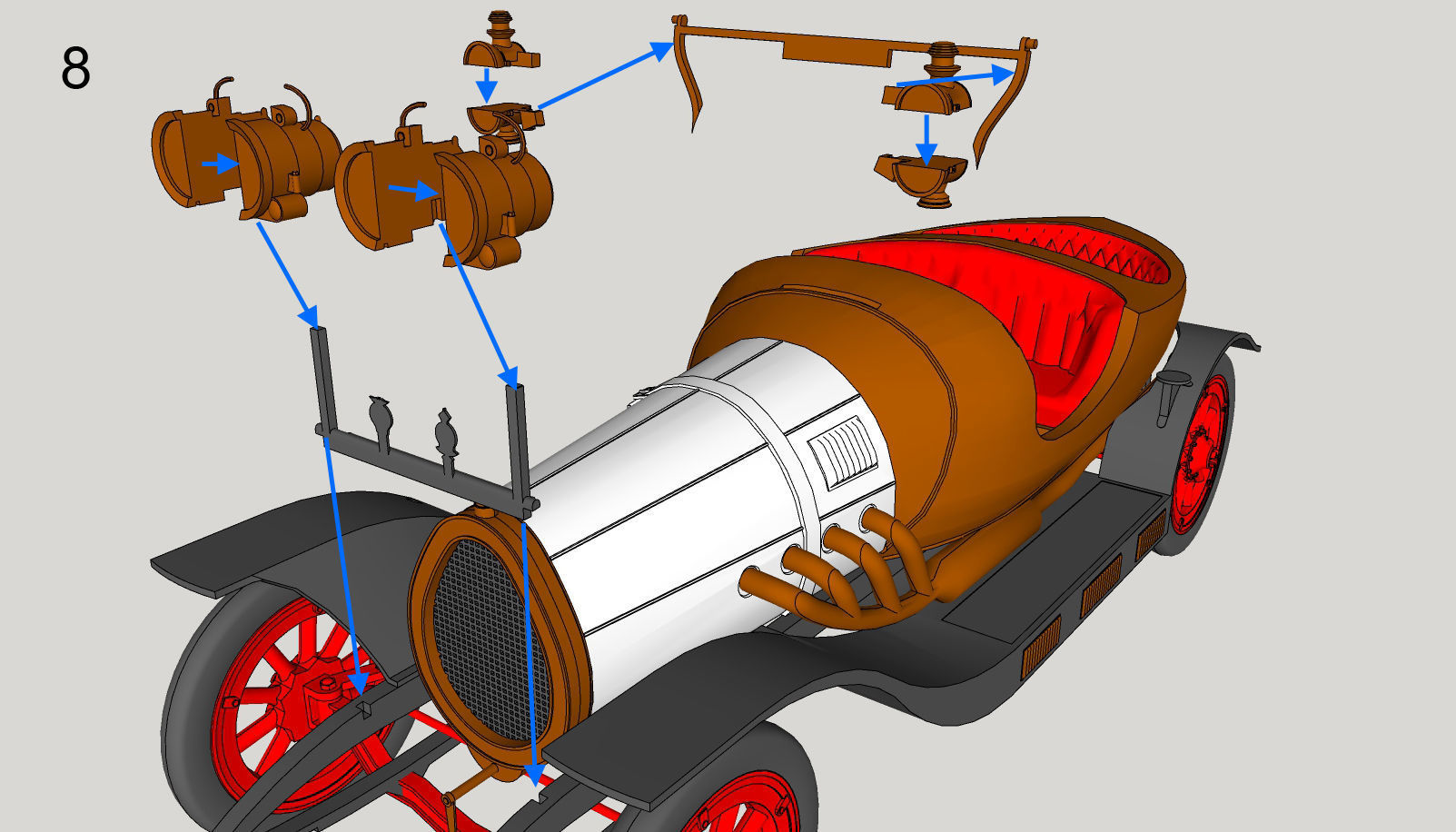 Chitty Chitty Bang Bang car PRINTABLE LOW POLY 3D model 3D printable ...