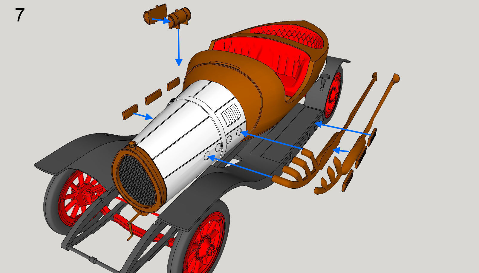 Chitty Chitty Bang Bang car PRINTABLE LOW POLY 3D model 3D printable ...