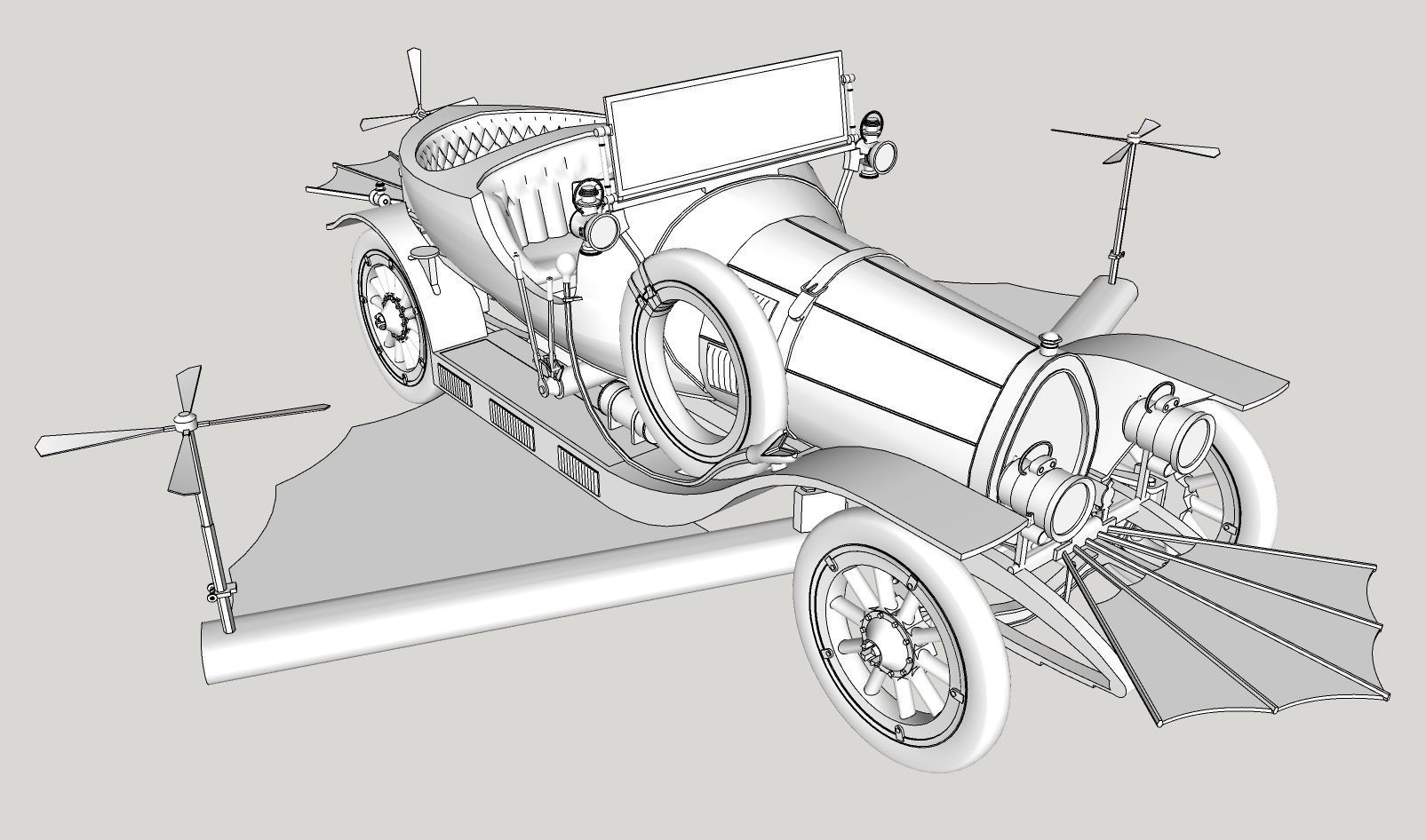 Chitty Chitty Bang Bang car PRINTABLE LOW POLY 3D model 3D printable ...