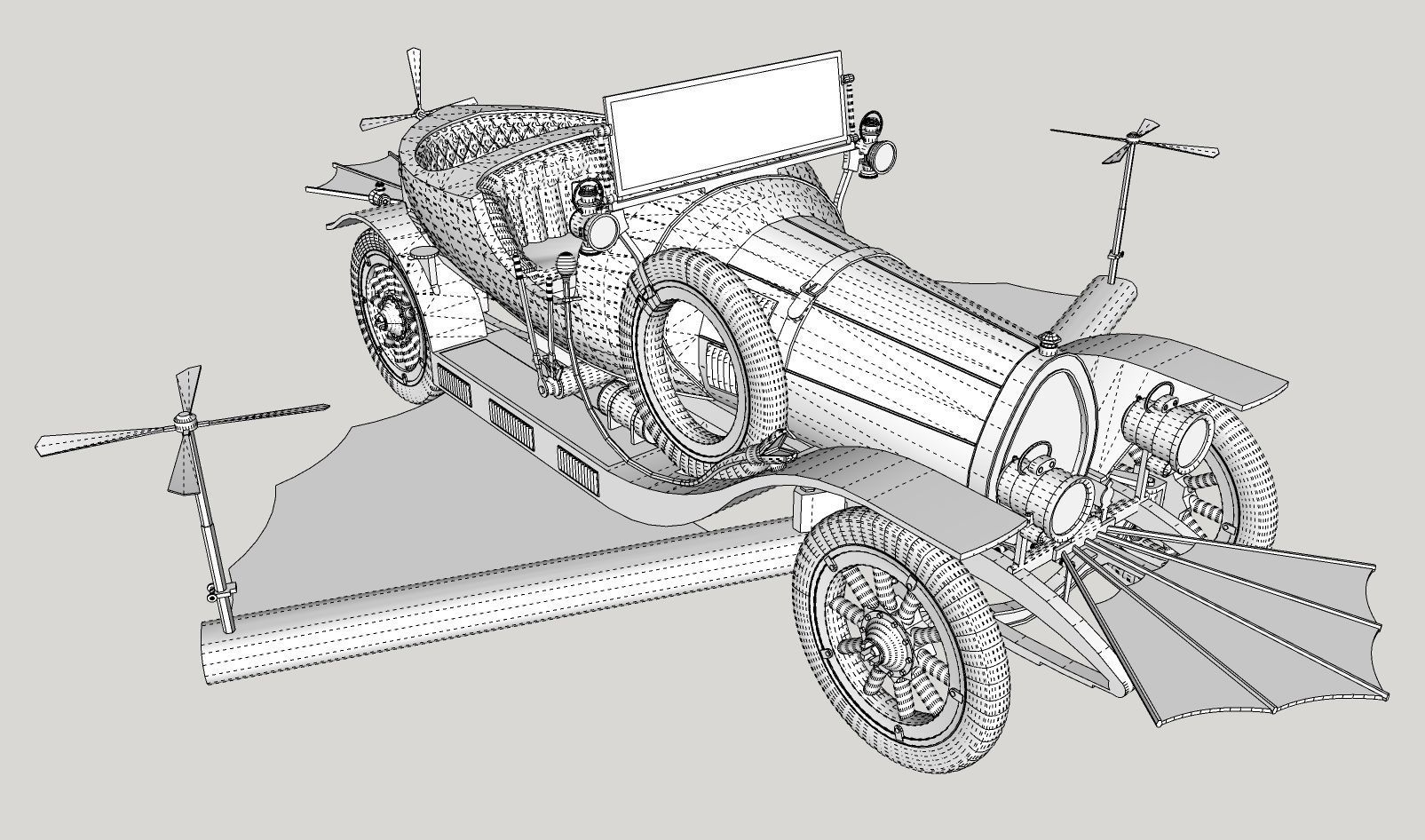 Chitty Chitty Bang Bang car PRINTABLE LOW POLY 3D model 3D printable ...