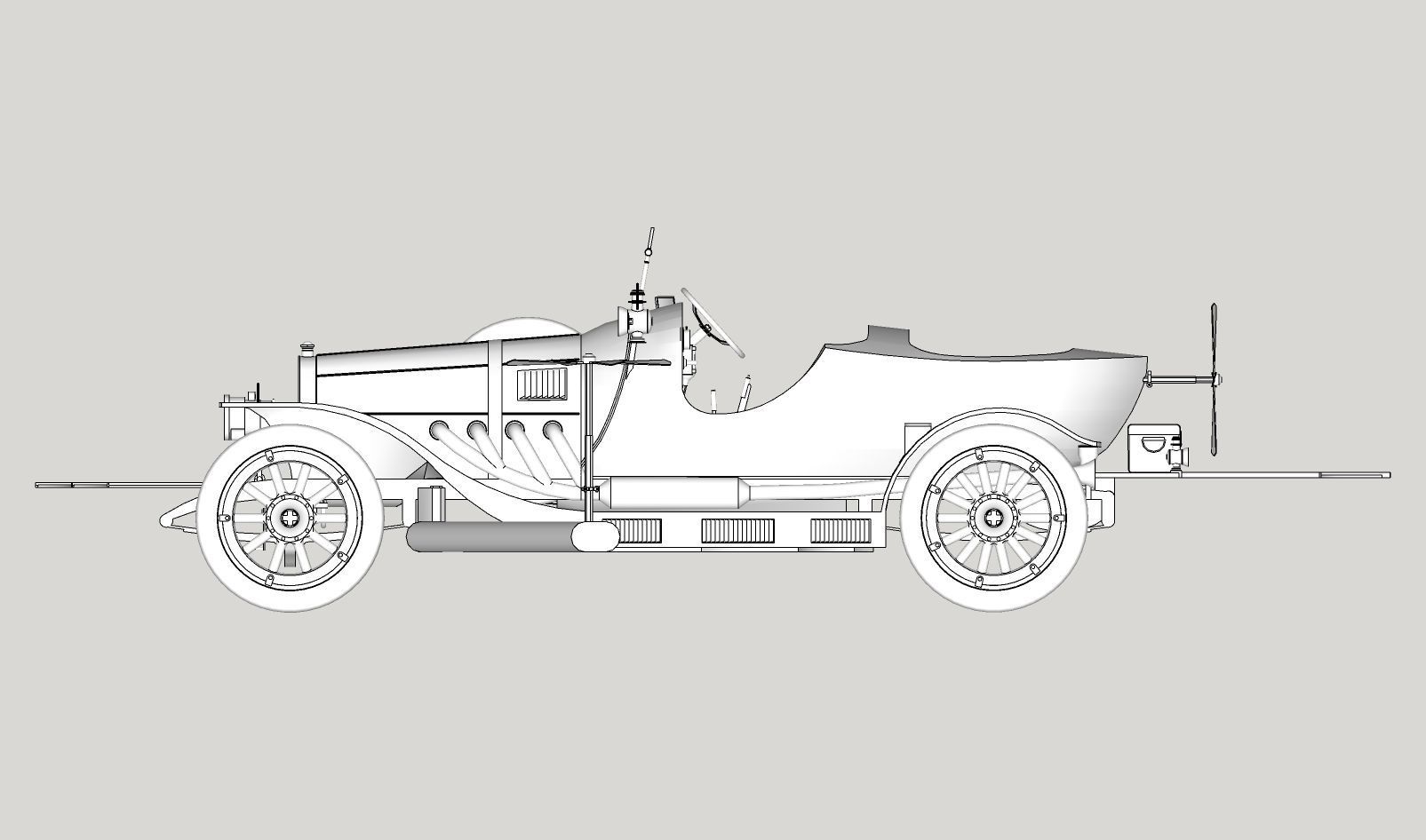 Chitty Chitty Bang Bang car PRINTABLE LOW POLY 3D model 3D printable ...