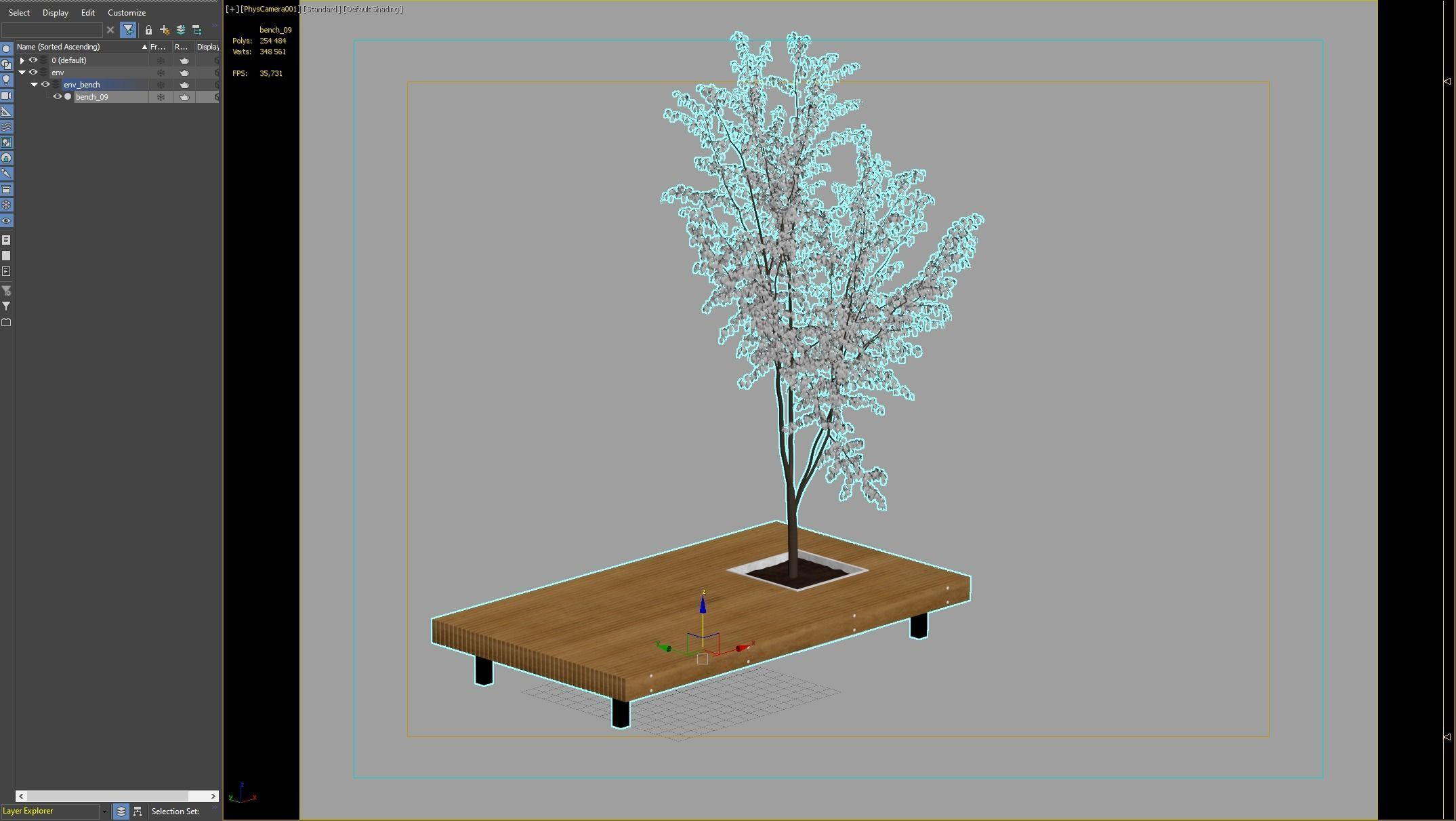 modern bench with tree 3D model | CGTrader
