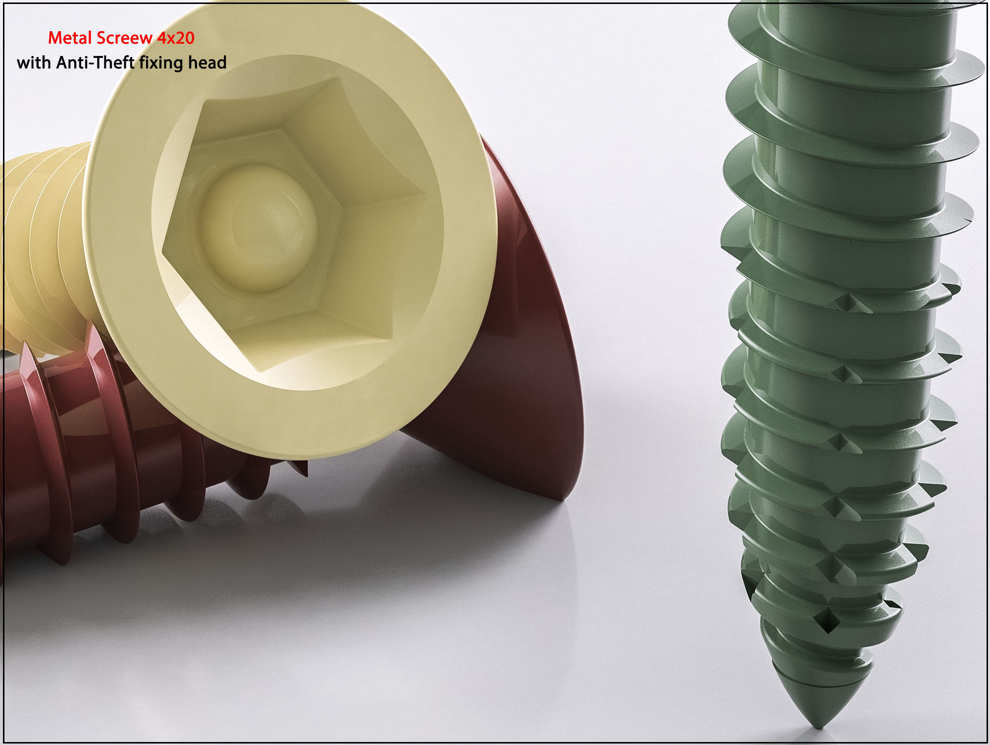 3D Screw Metal Screw 4x20 Original Sizes Ready for 3D Print 3D model 3D ...
