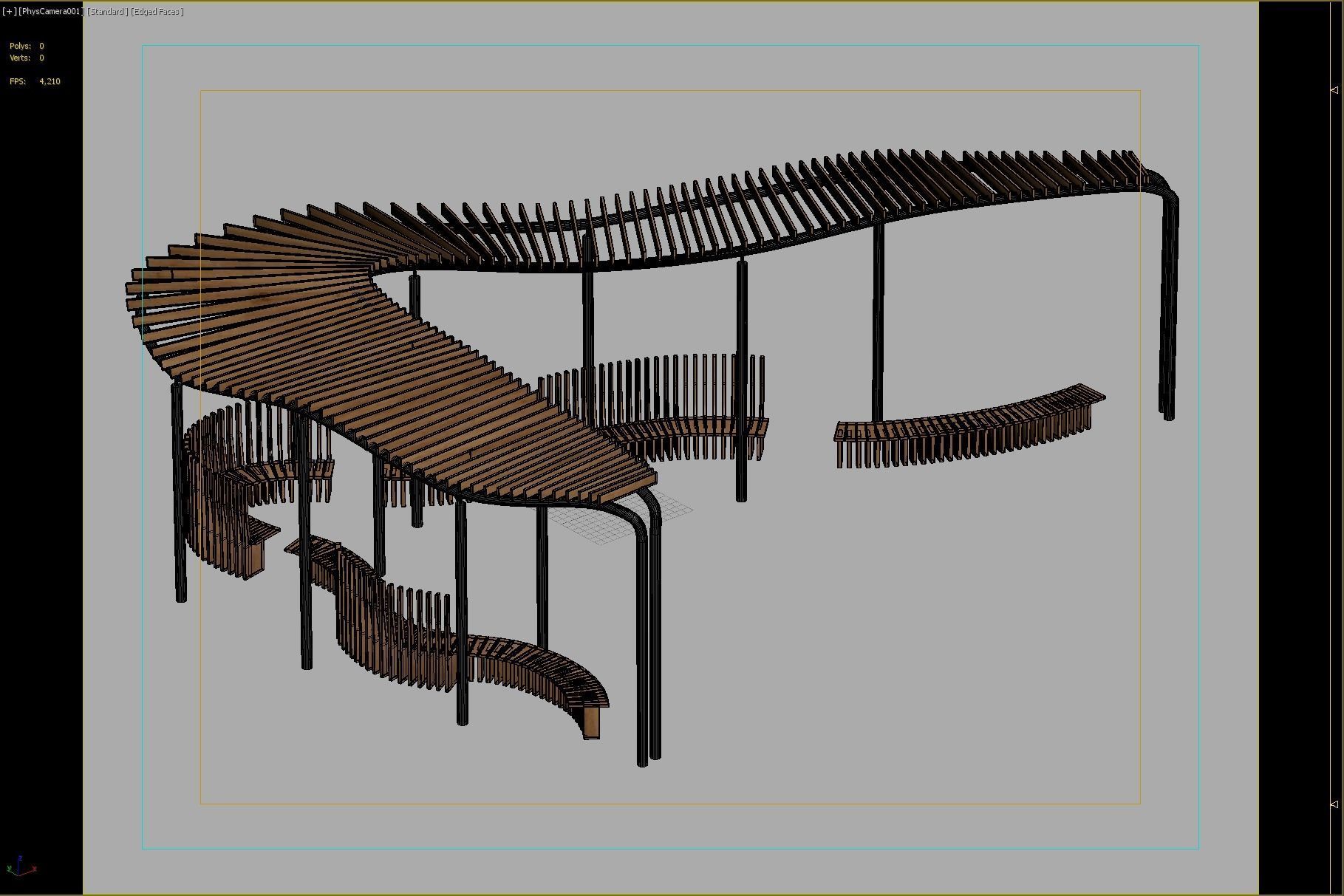 parametric wooden park bench and pergola 3D model | CGTrader