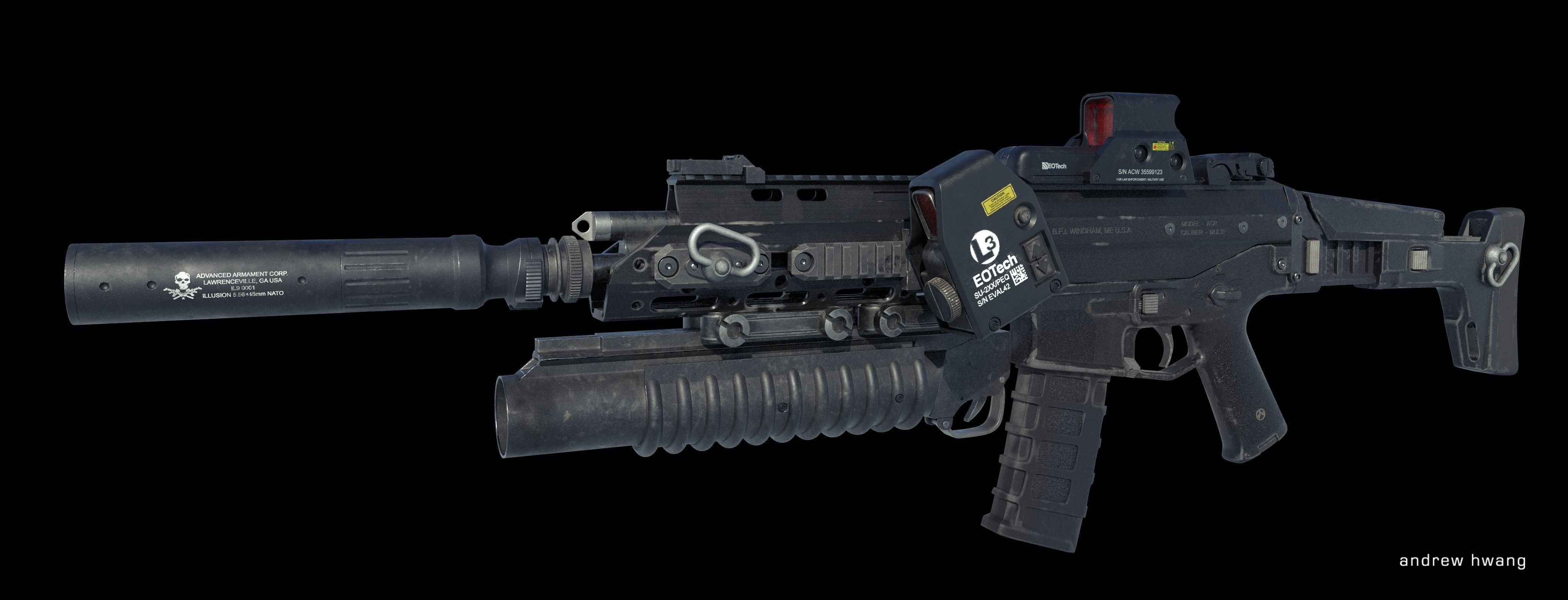 ACR Rifle 2x Color Versions Black and Tan 3D model | CGTrader