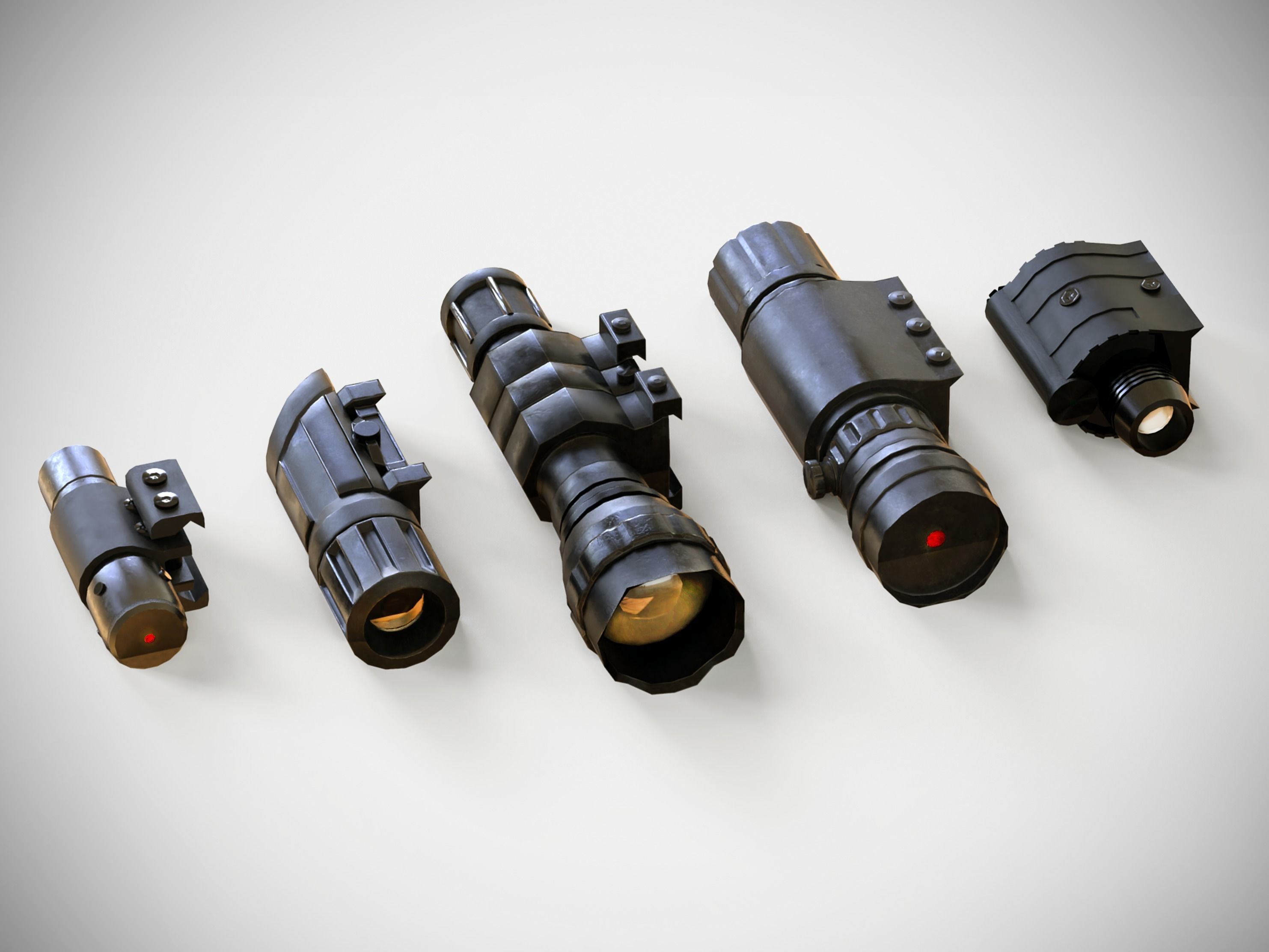3D model Rail Attachments Pack - Laser Sights - Flash Lights - Weapon ...