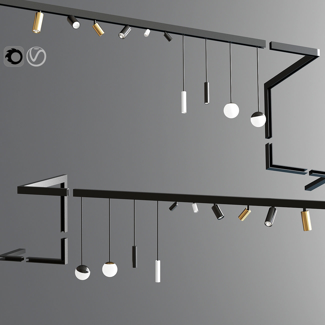 Suspensions Modules Ceiling Track Light 3D model | CGTrader