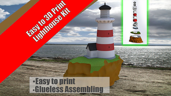 Easy 3D Printable Lighthouse Kit Easy Glueless Assembly 3D model 3D ...