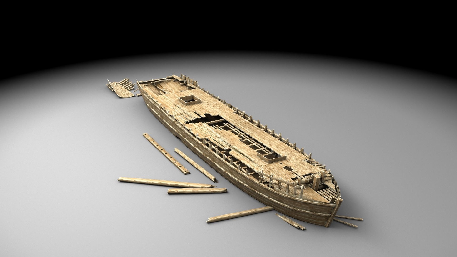 Wooden shipwreck 1 3D model | CGTrader