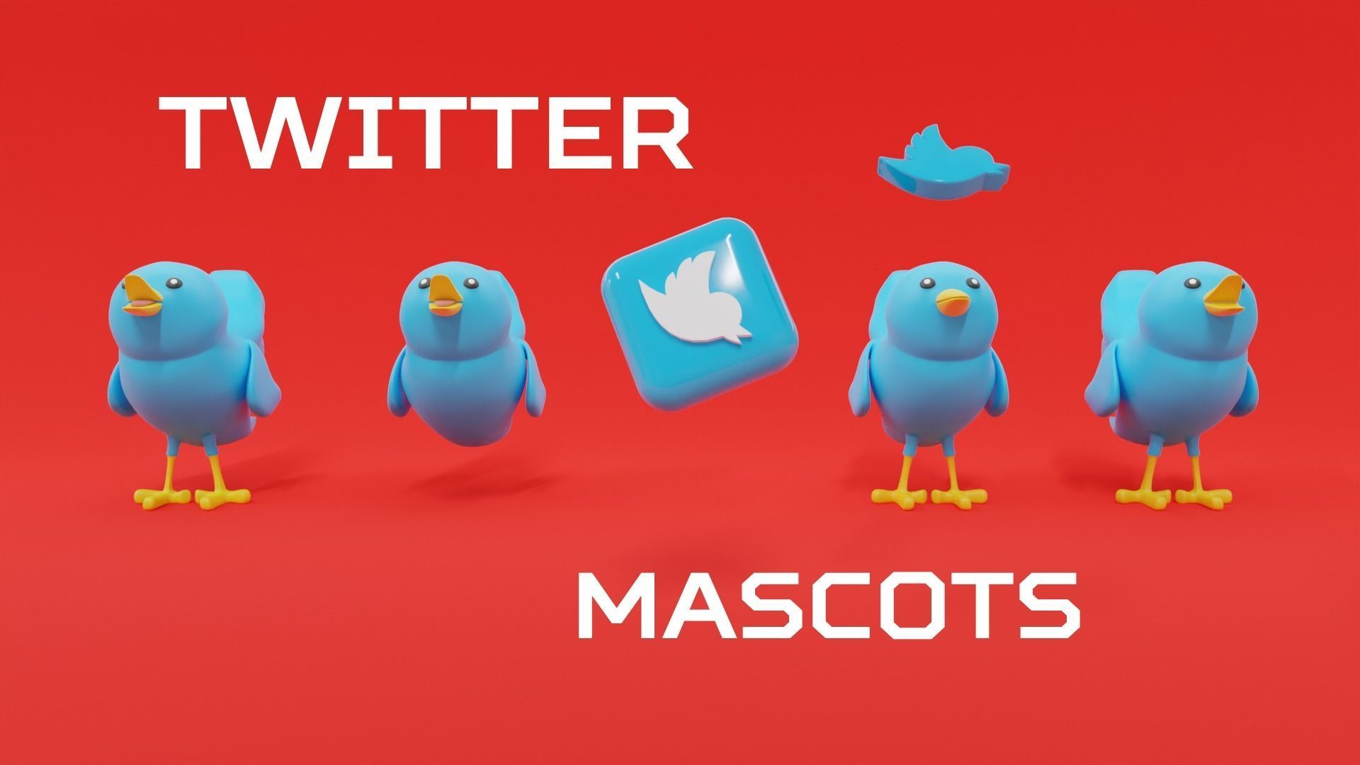 Twitter Social Media Mascot 3D model | CGTrader