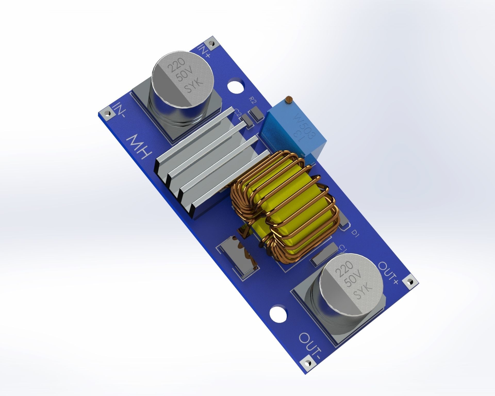 Step Down XL4015 5A VOLTAGE REGULATOR free 3D model | CGTrader