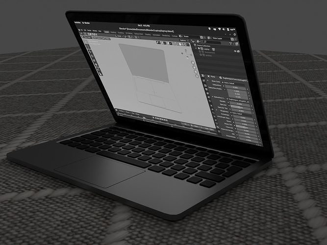 Laptop model on table 3D model | CGTrader