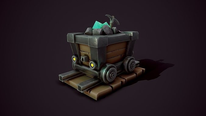 Stylized Mine Cart - Tutorial Included 3D model | CGTrader