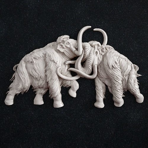 mammoth two woolly mammoths fighting 3D model 3D printable | CGTrader