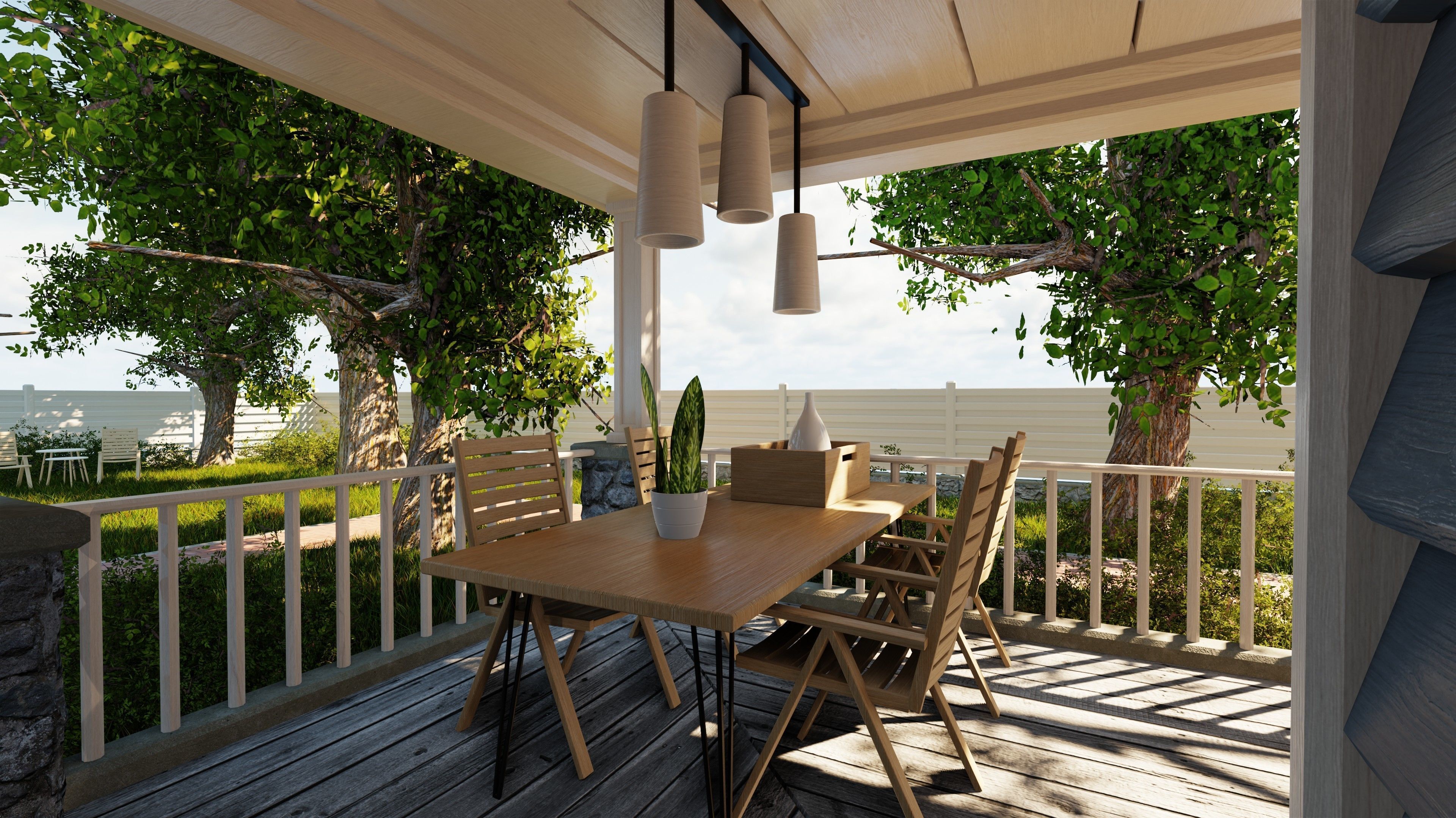 3D model Classic style porch house with furniture VR / AR / low-poly ...