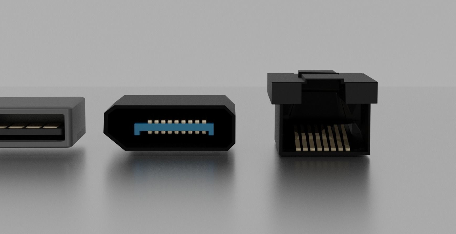 USB DisplayPort HDMI Ethernet 3D model | CGTrader