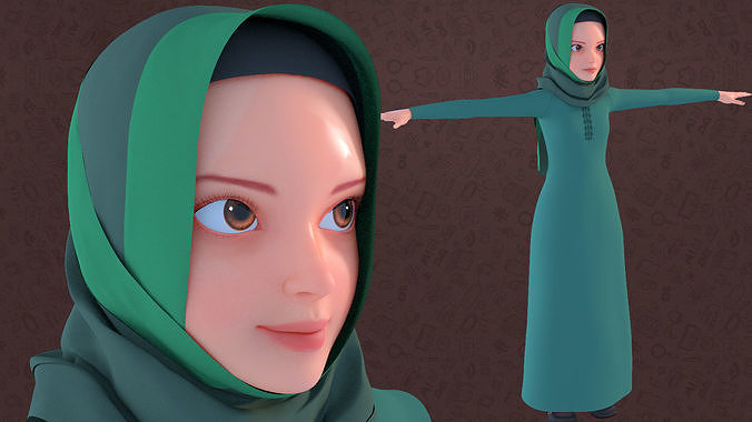 Cartoon Girl with Hijab 3D model 3D model | CGTrader