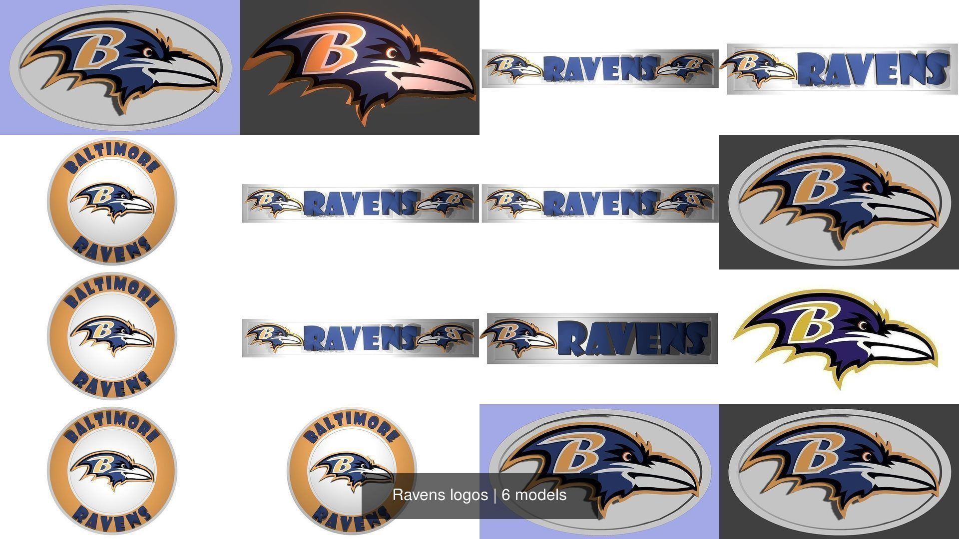 Ravens logos 3D Model Collection | CGTrader