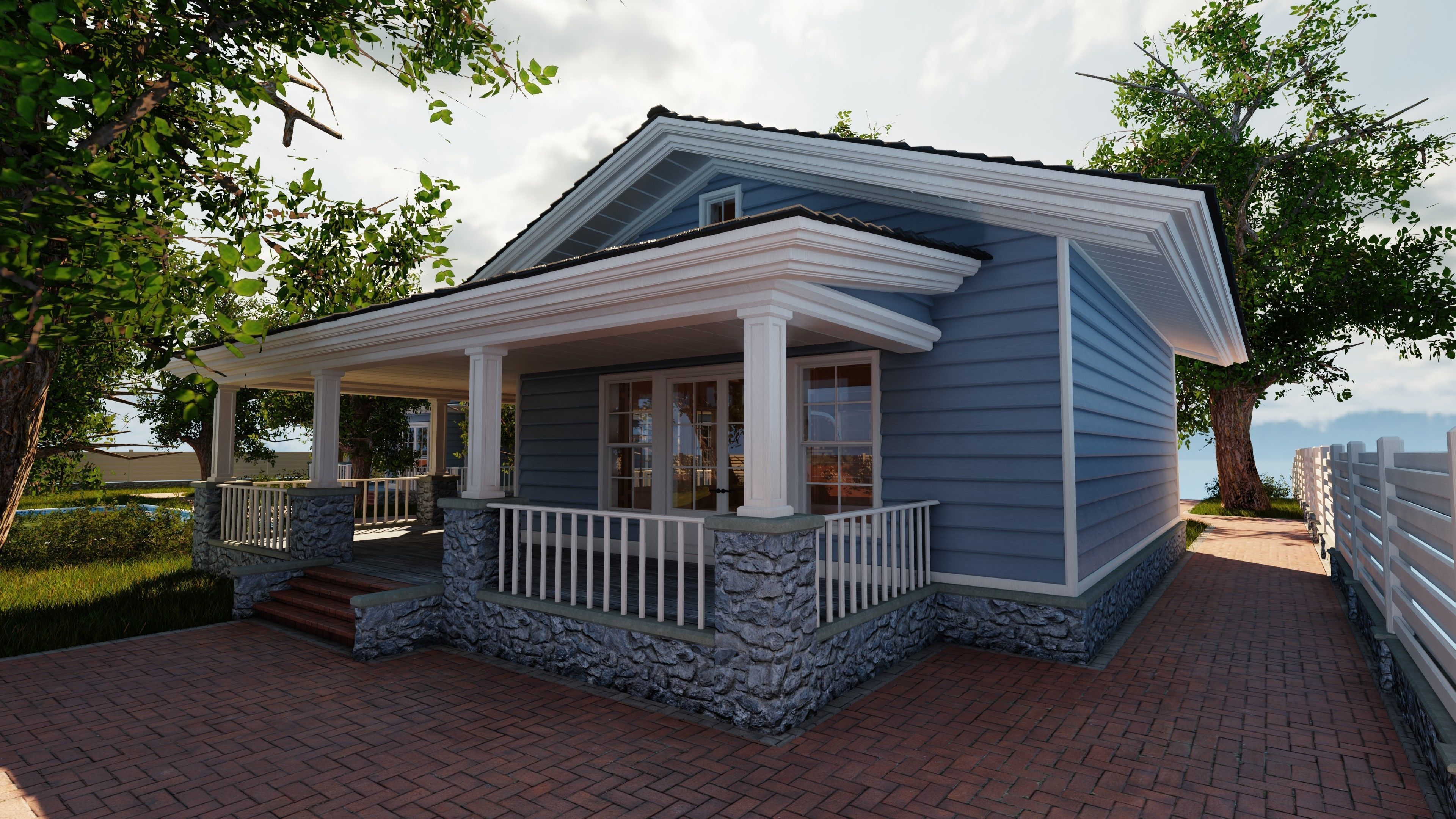 3D model Classic style porch house without furniture VR / AR / low-poly ...