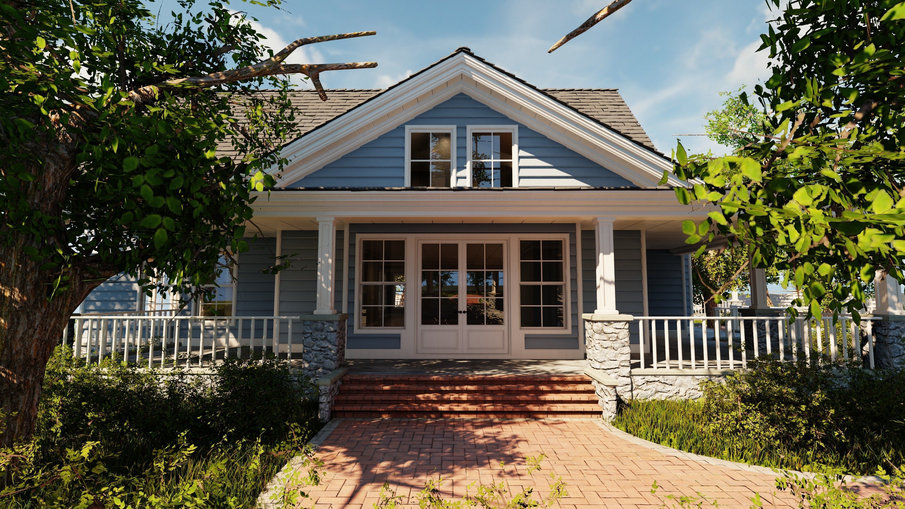 3D model Classic style porch house without furniture VR / AR / low-poly ...