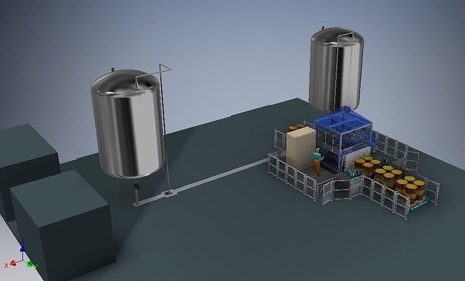 DRUM FILLING PRODUCTION LINE 3D model | CGTrader