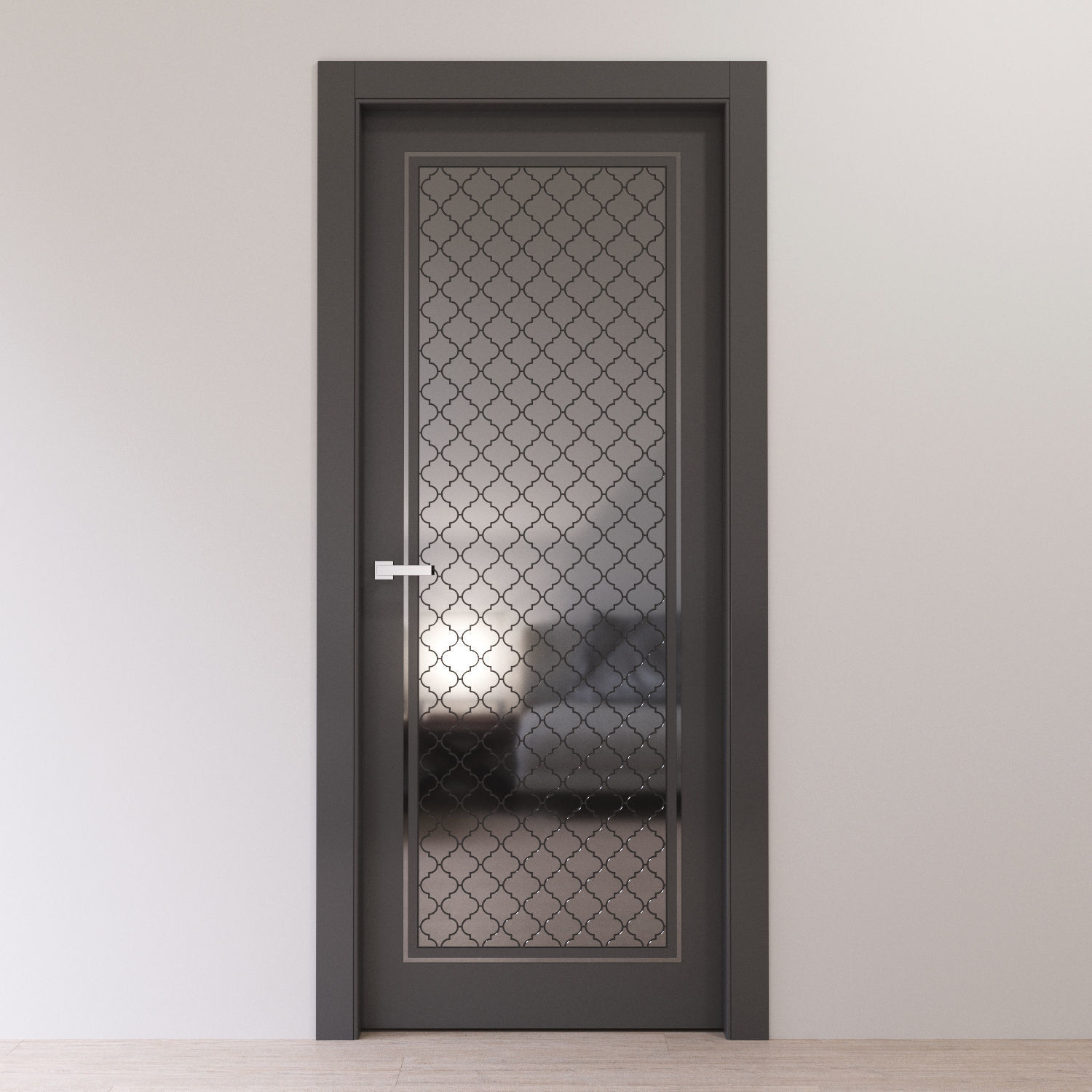 Dark gray interior door with shiny metal tiles 3D model | CGTrader