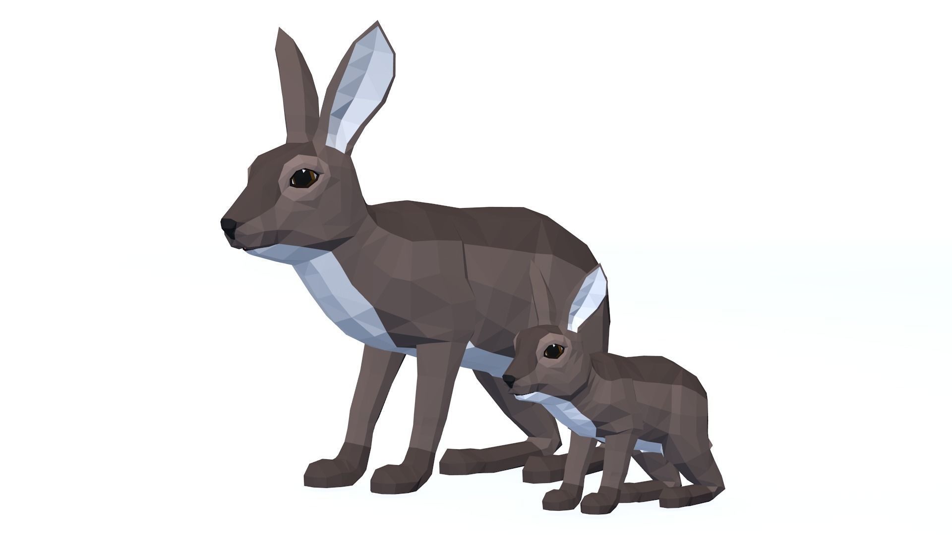 3D model LowPoly Hares pack VR / AR / low-poly rigged animated | CGTrader