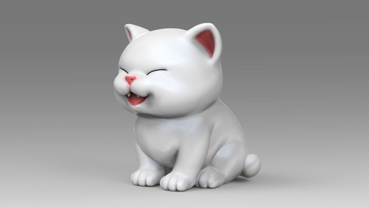 Cute Kitten V2 STL 3D model 3D printable | CGTrader