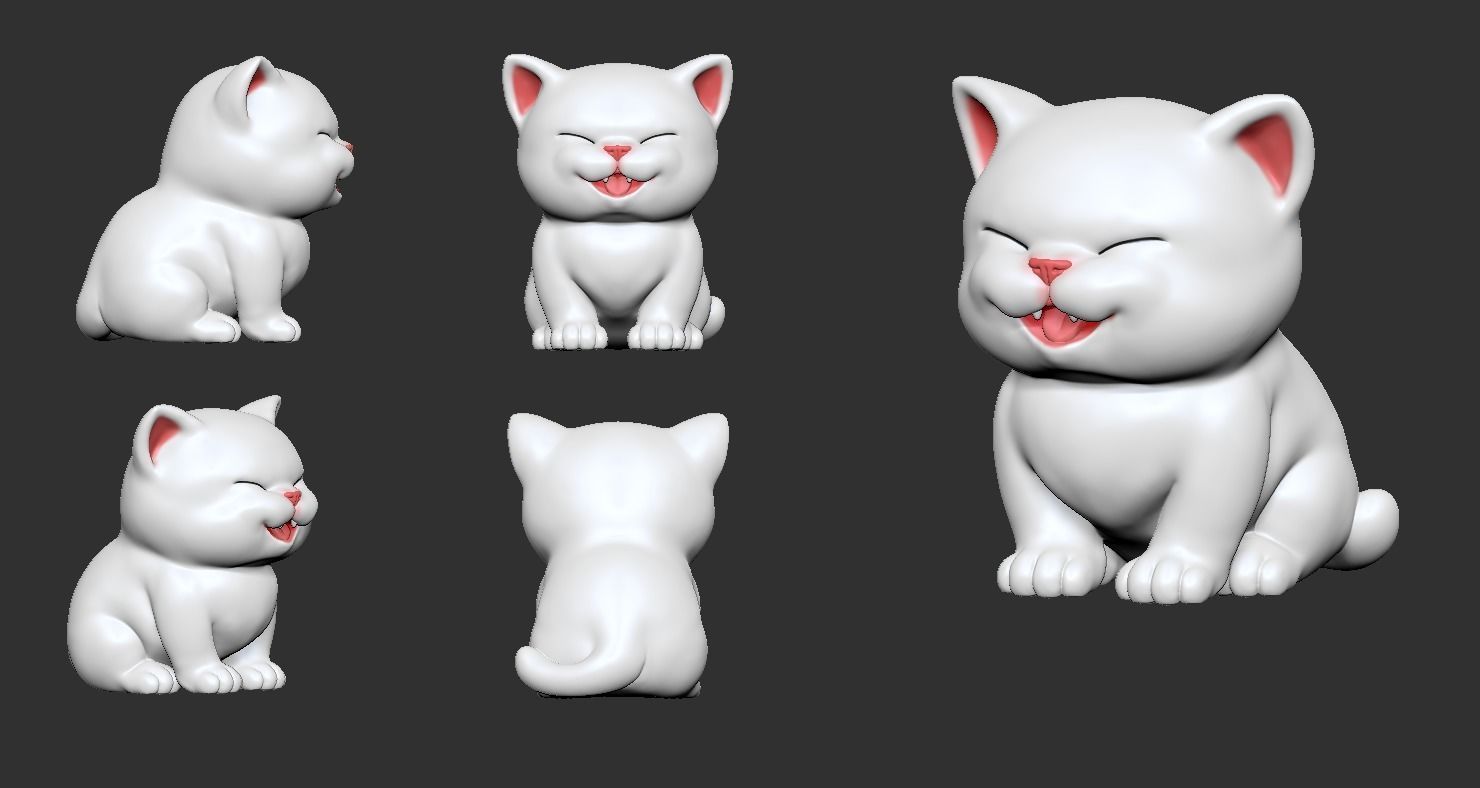 Cute Kitten V2 STL 3D model 3D printable | CGTrader