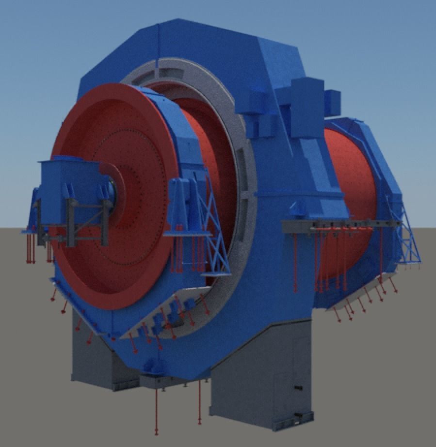 BallMill-Polysius 7-9m dia x 12-4m 3D model | CGTrader