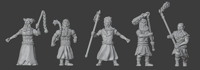 Flagellants Set 1 group of warriors with spears 3D model 3D printable ...