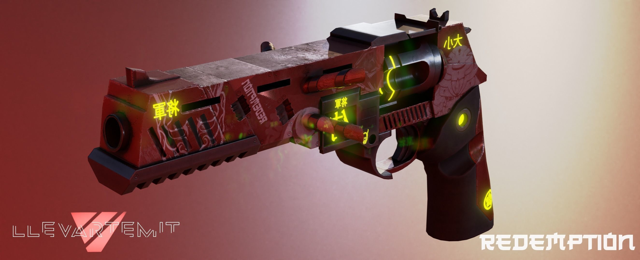 3D model Cyberpunk Revolver VR / AR / low-poly | CGTrader