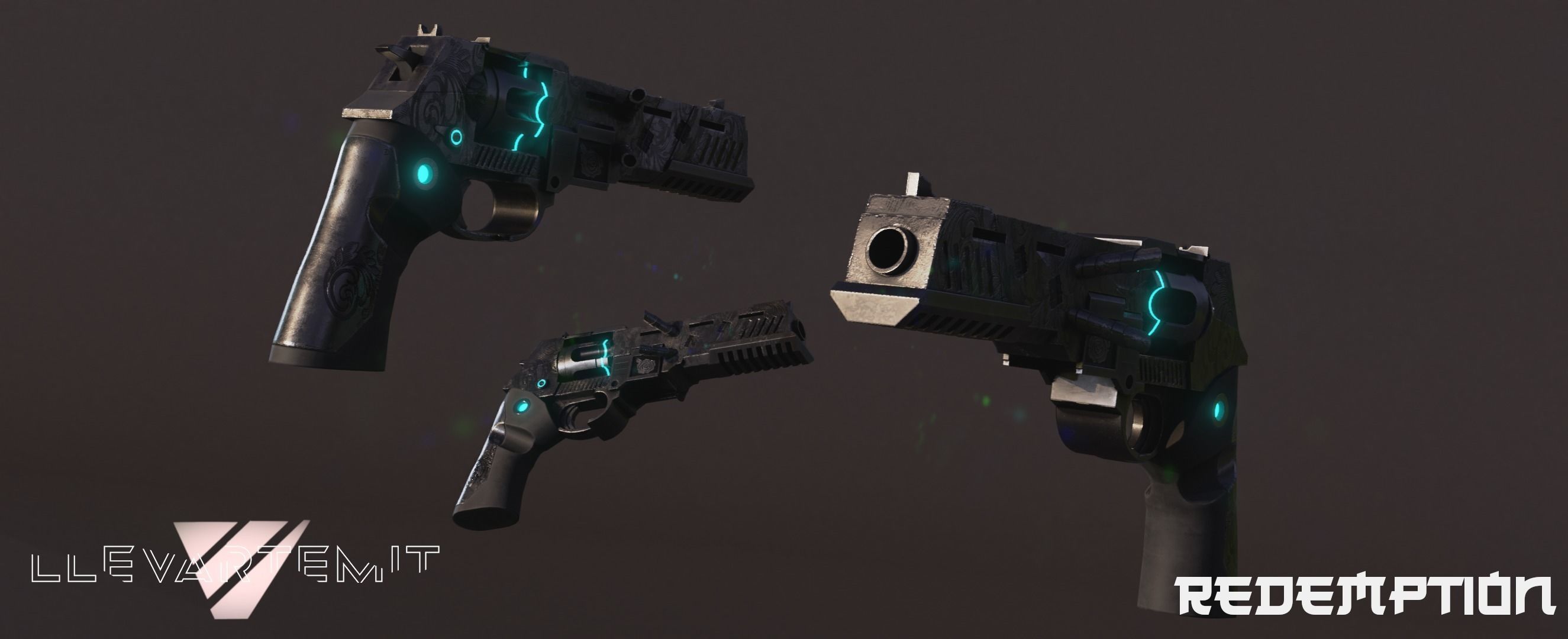 3D model Cyberpunk Revolver VR / AR / low-poly | CGTrader