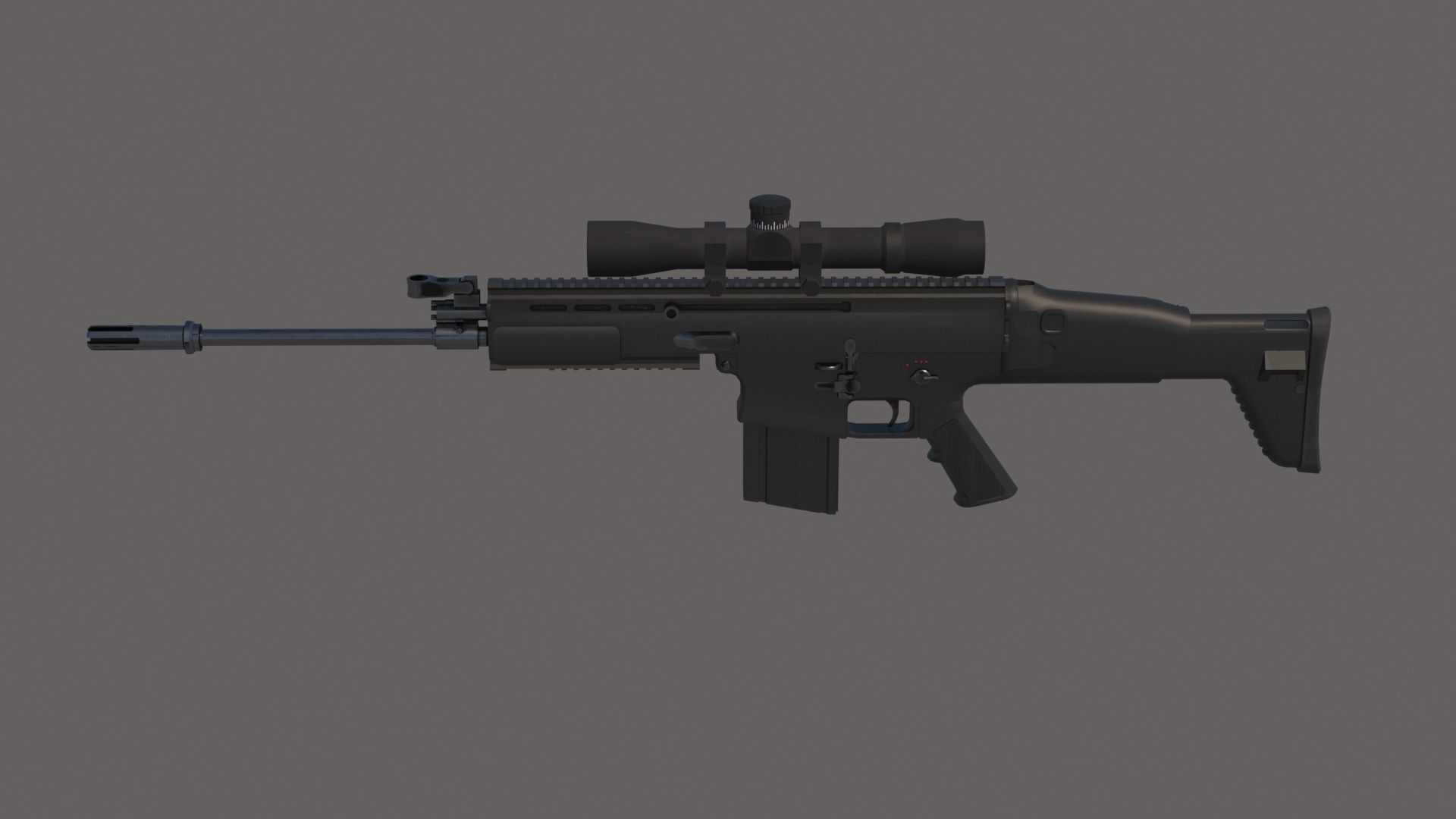 3D model SCAR-L rifle with scope VR / AR / low-poly | CGTrader