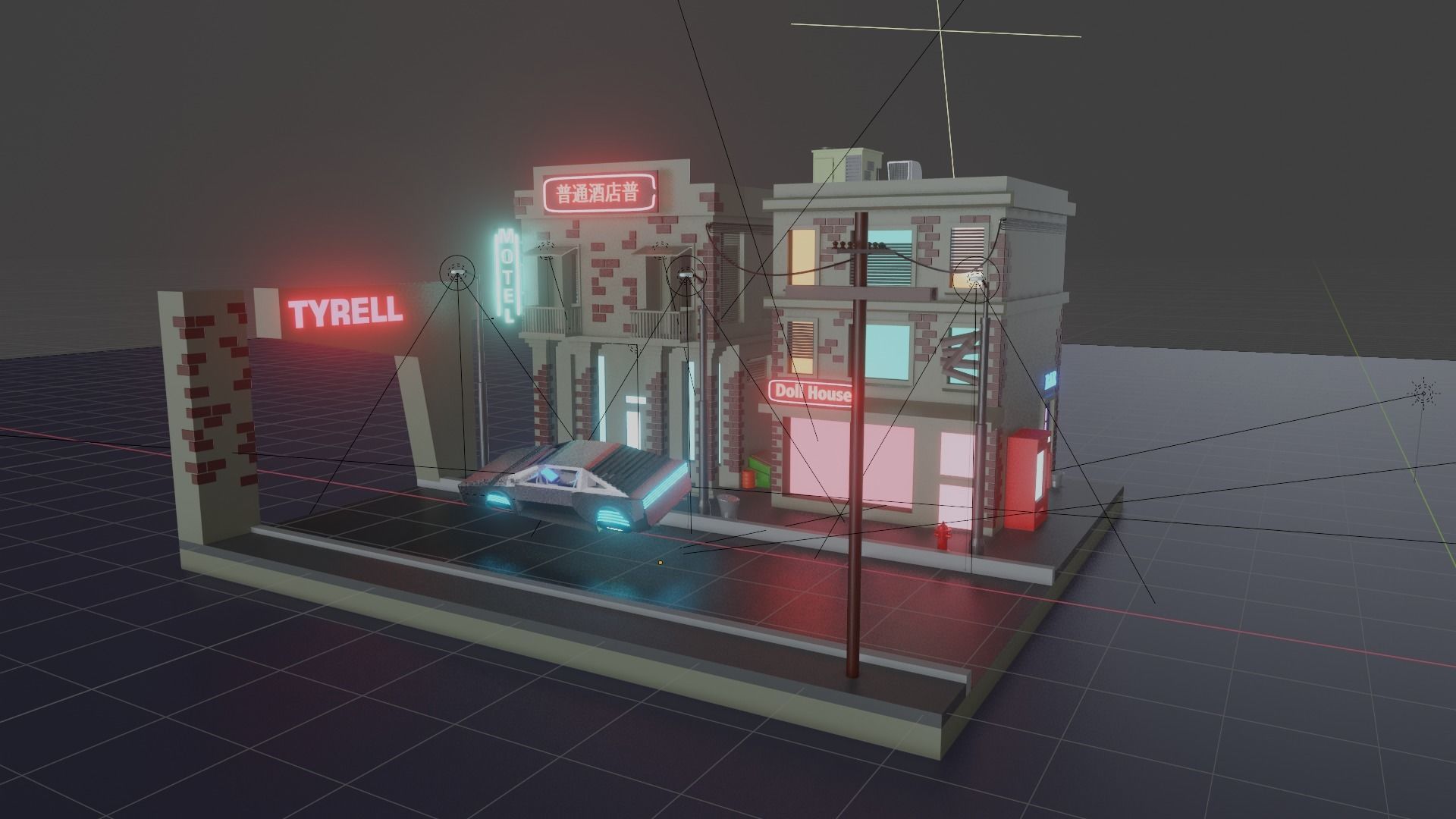 3D model Low Poly Cyberpunk City Low-poly 3D model VR / AR / low-poly ...