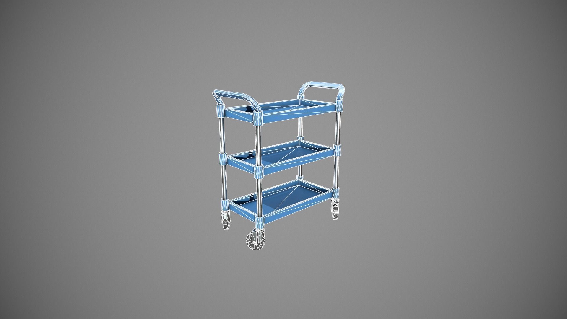 3D model Three Tier Blue Service Cart VR / AR / low-poly | CGTrader