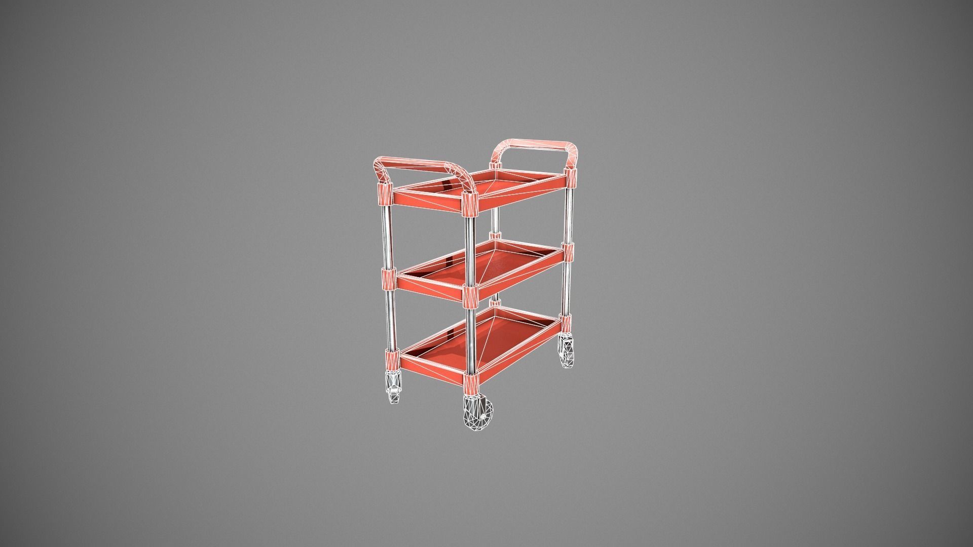 3D model Three Tier Red Service Cart VR / AR / low-poly | CGTrader