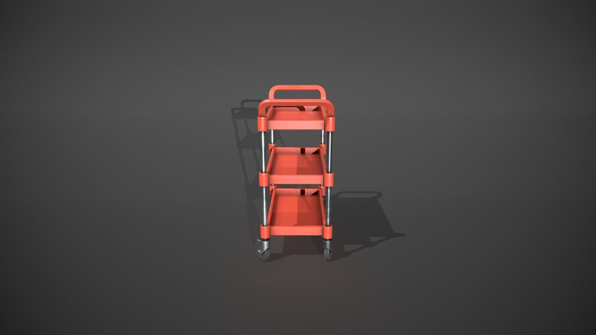 3D model Three Tier Red Service Cart VR / AR / low-poly | CGTrader